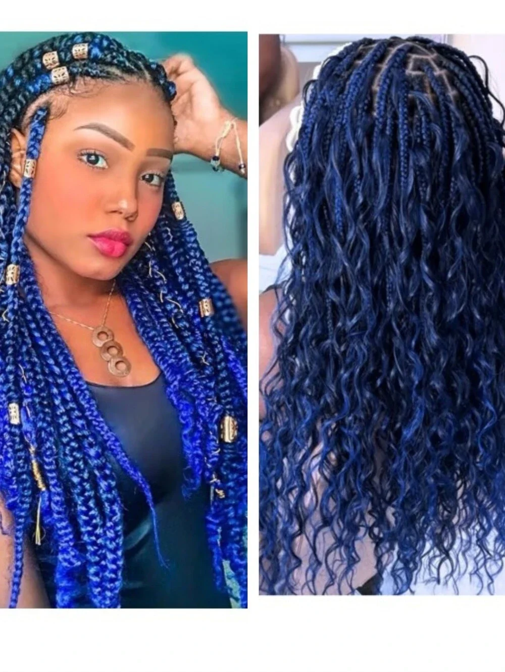 Source Unknown | Hair | 2 Bundles Blue Prestretched Synthetic Braiding ...